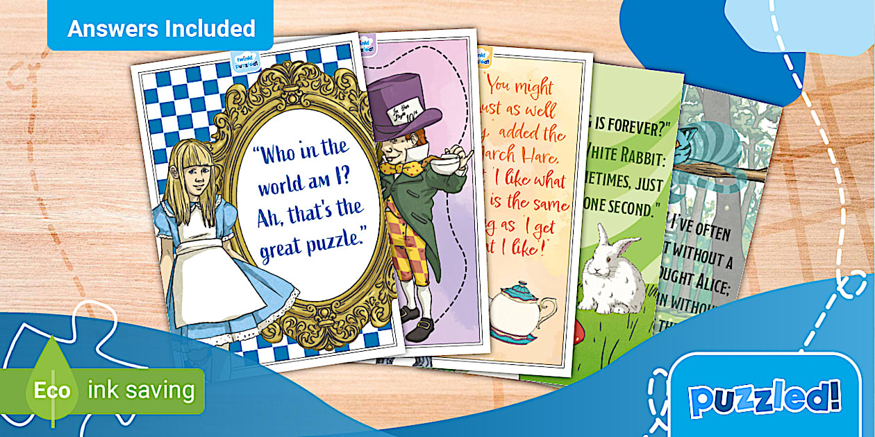 Alice in Wonderland Quotes & Riddles Poster Pack - Twinkl