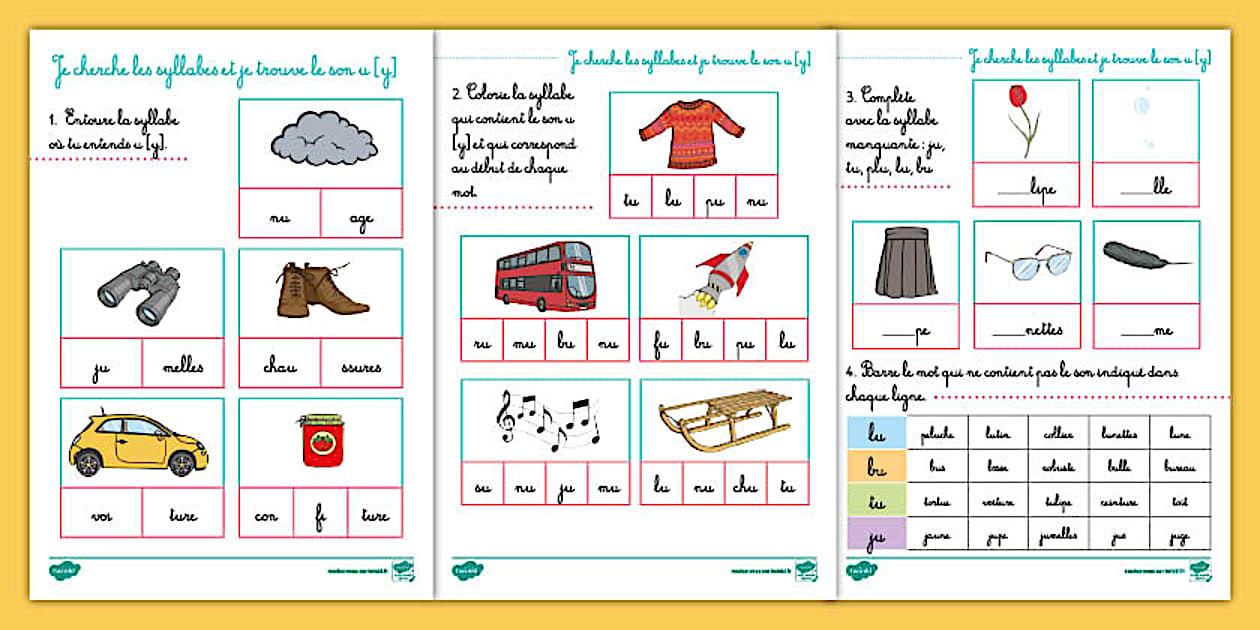 Je cherche les syllabes et je trouve le son u [y] - Twinkl