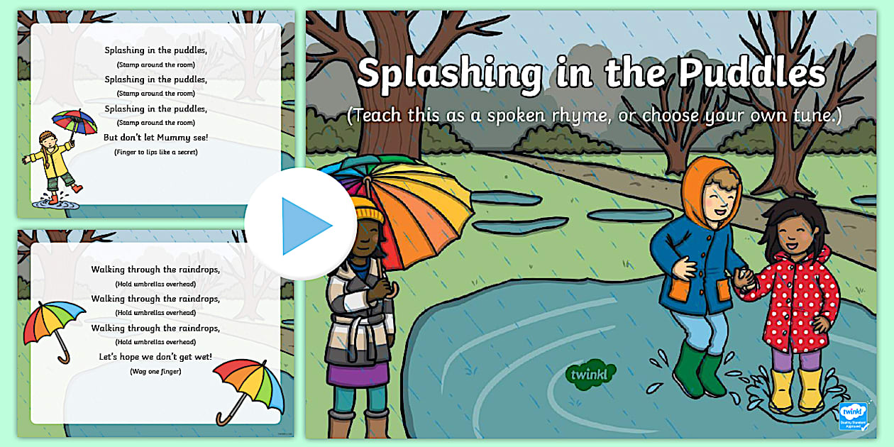 Splashing in the Puddles Song PowerPoint - Twinkl