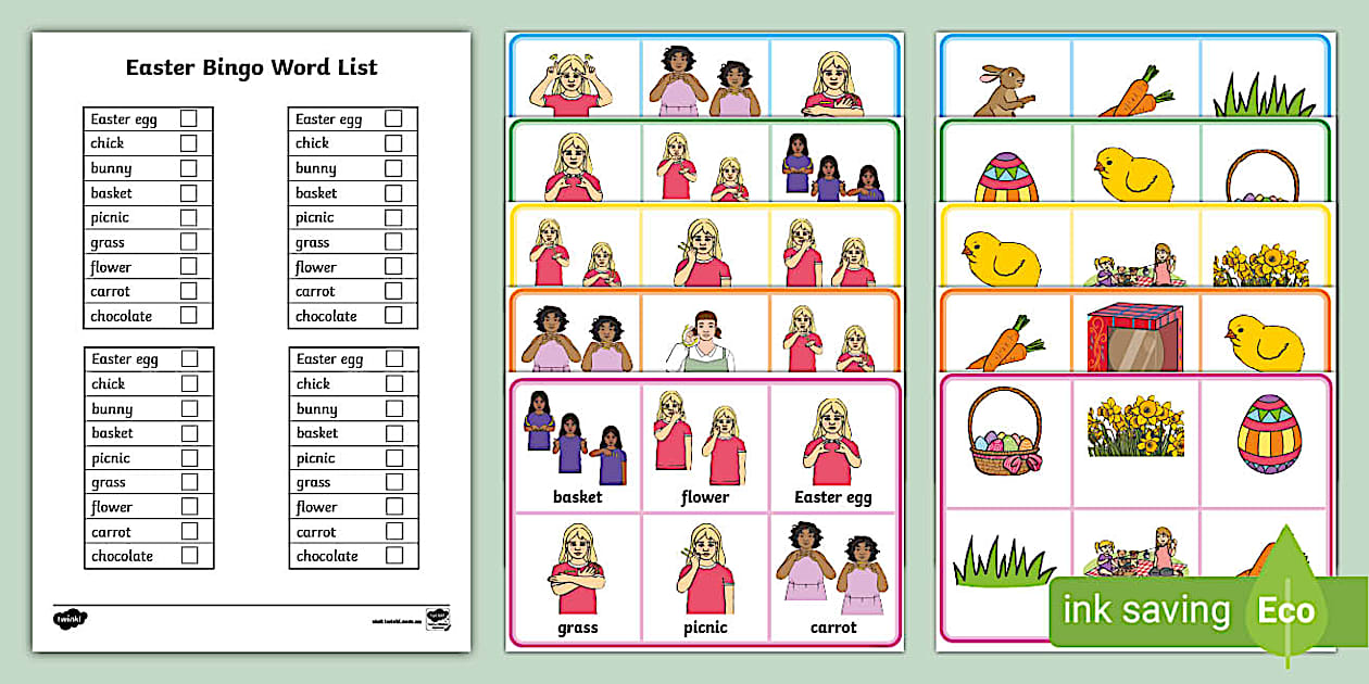 Auslan Easter Bingo