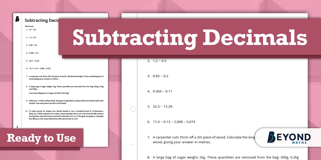 👉 Subtracting Decimals Worksheet