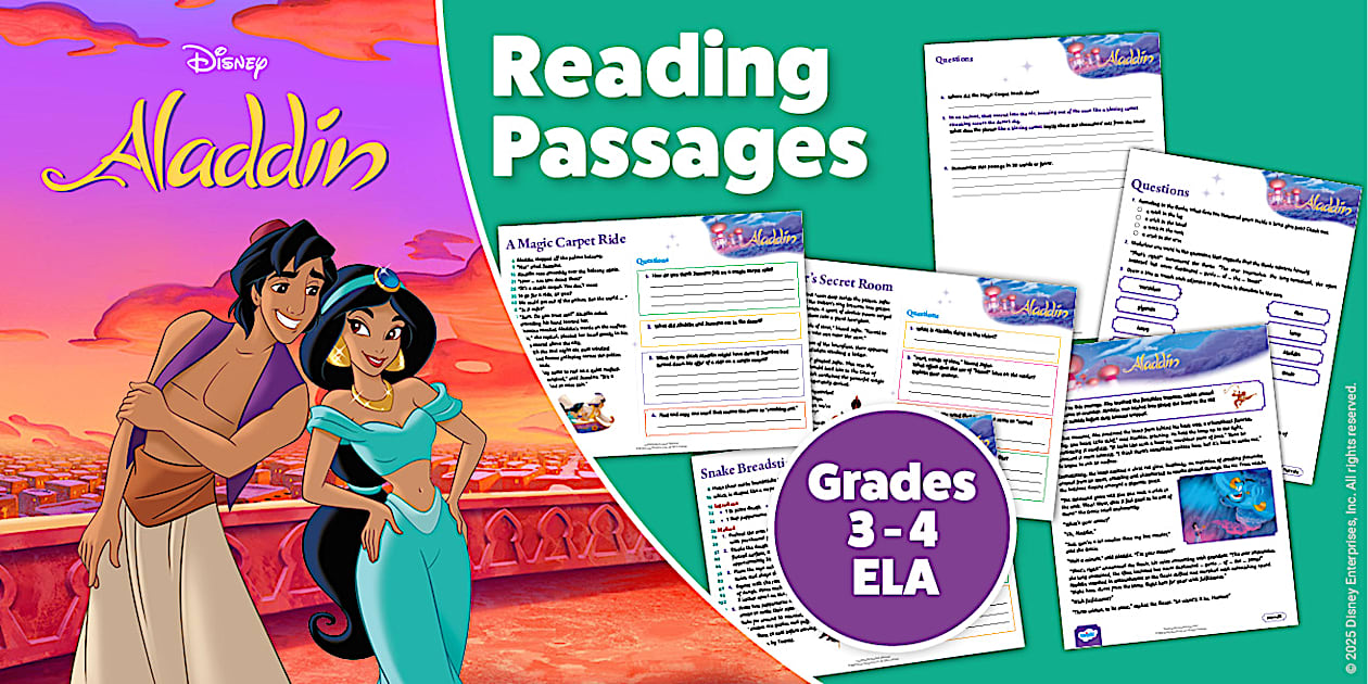 Aladdin: Reading Comprehension Pack for 3rd-4th Grade