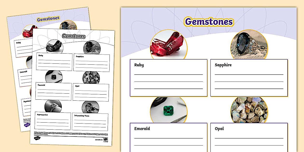 Gemstones Fact File Template (teacher made) - Twinkl