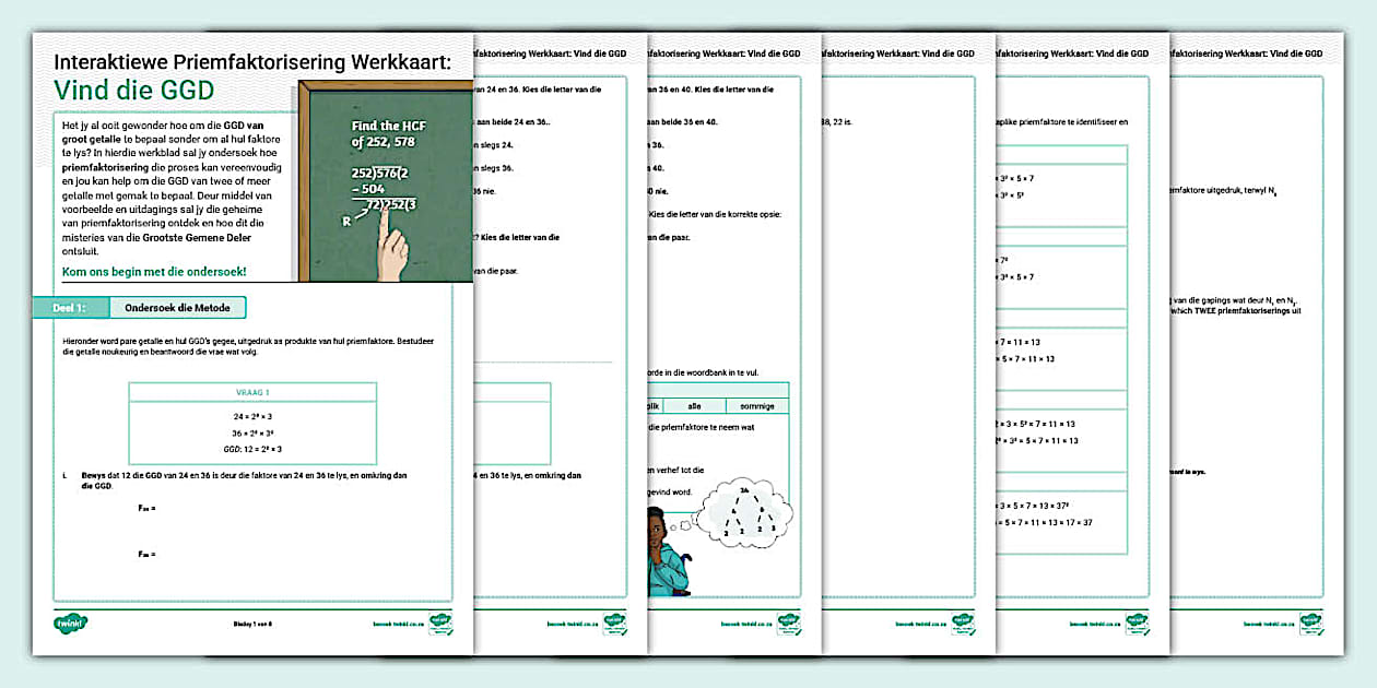 Senior Fase Wiskunde - Kwartaal 1 - Interaktiewe Priemfaktorisering Werkblad