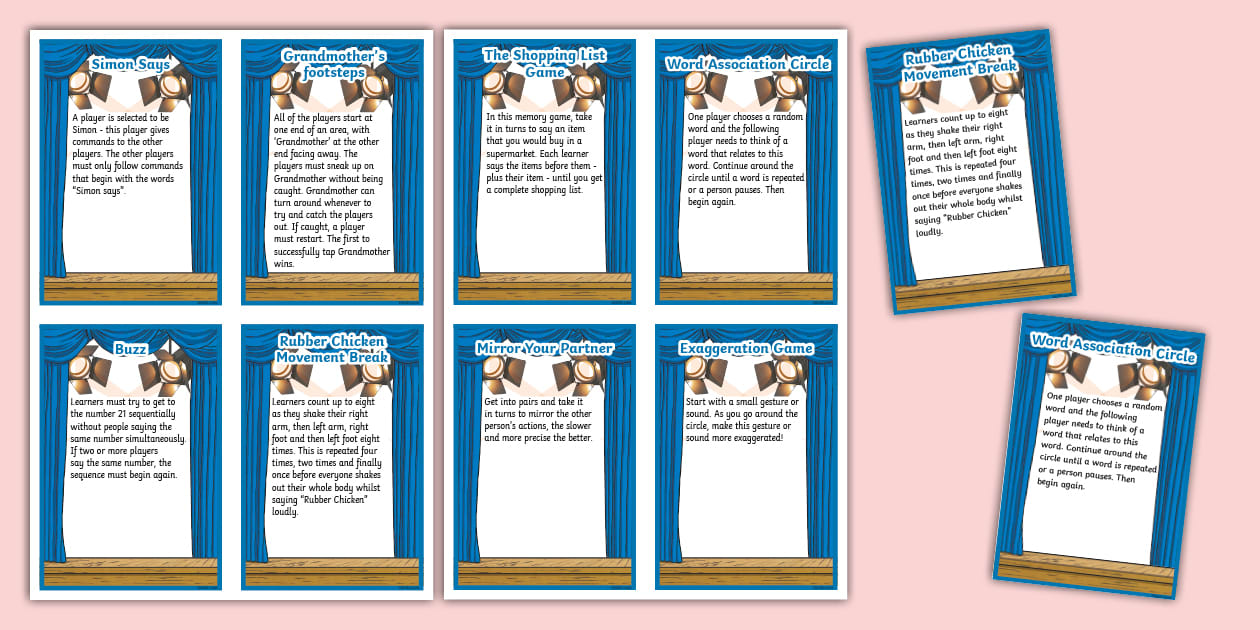 Drama Warm Ups Activity Cards - Twinkl Drama (teacher made)