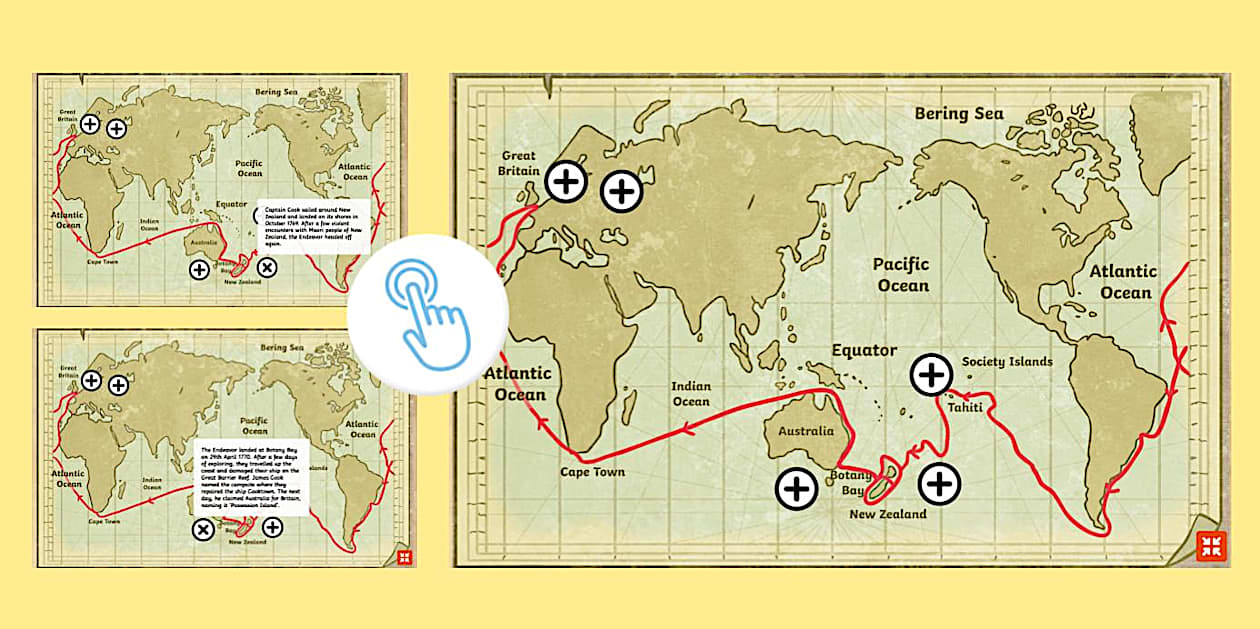 First Voyage of James Cook Hotspot - Year 4 History - Twinkl