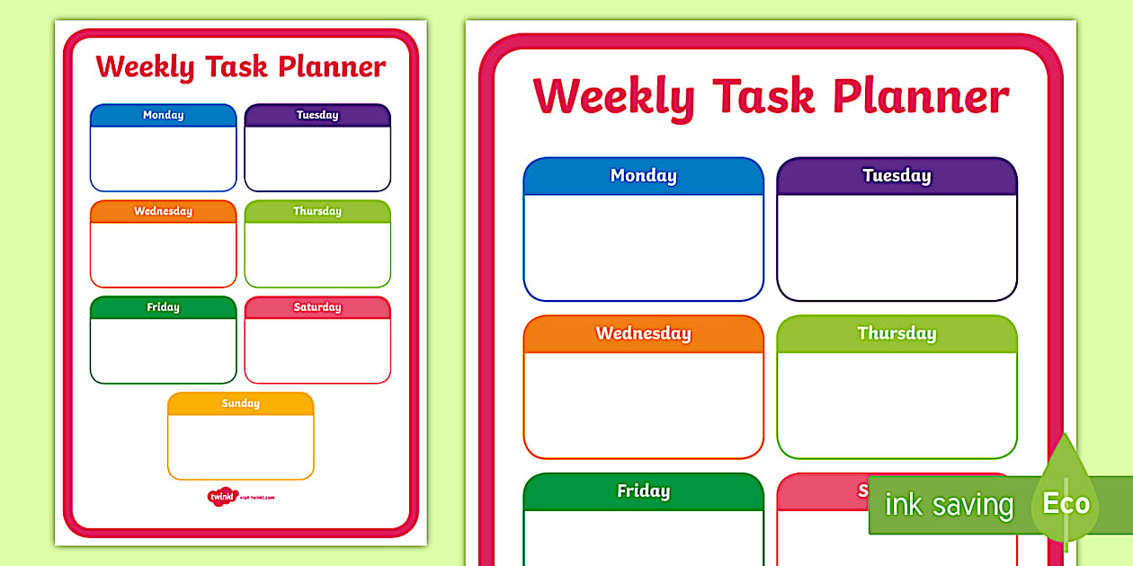 Editable Weekly Task Planning Sheet (Lehrer gemacht)