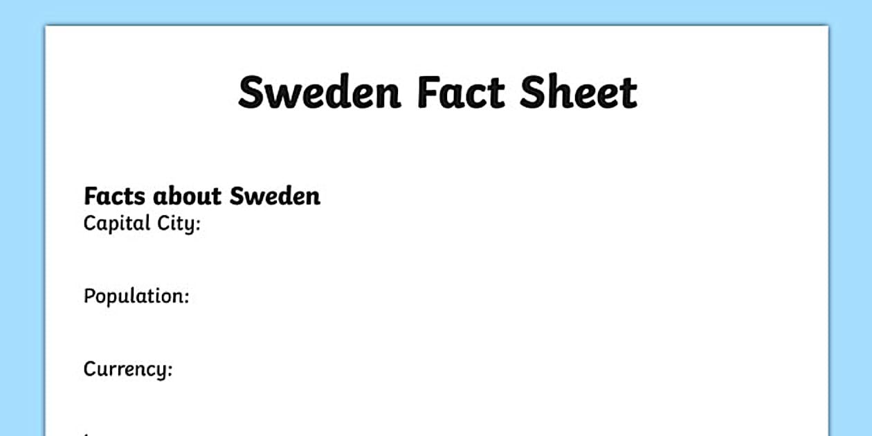 Sweden Factsheet Writing Template - Twinkl