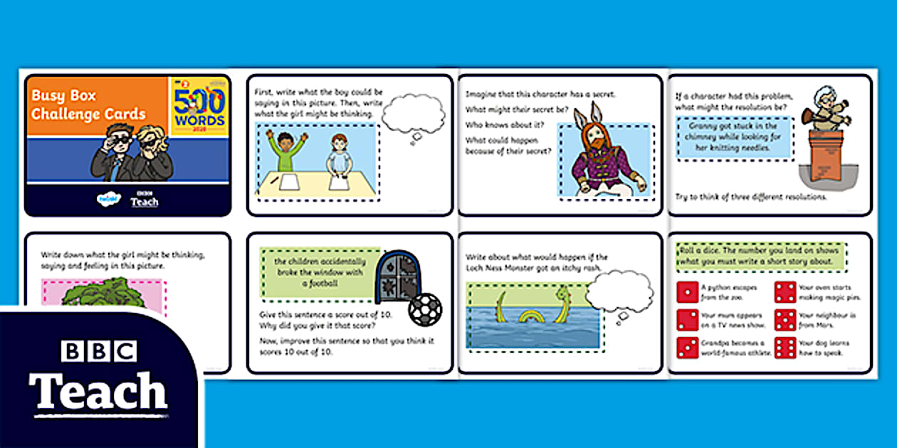 FREE! - BBC 500 Words 2020: KS1 Busy Box Challenge Cards