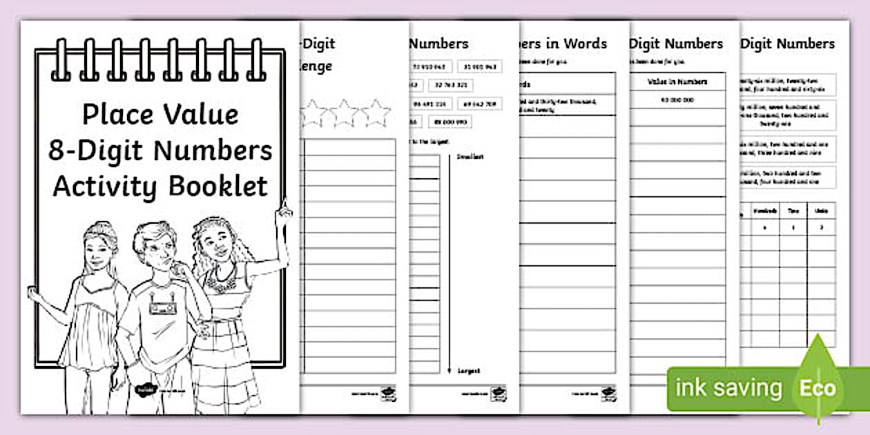 Place Value of 8 Digit Number Activity Book - CfE - Twinkl