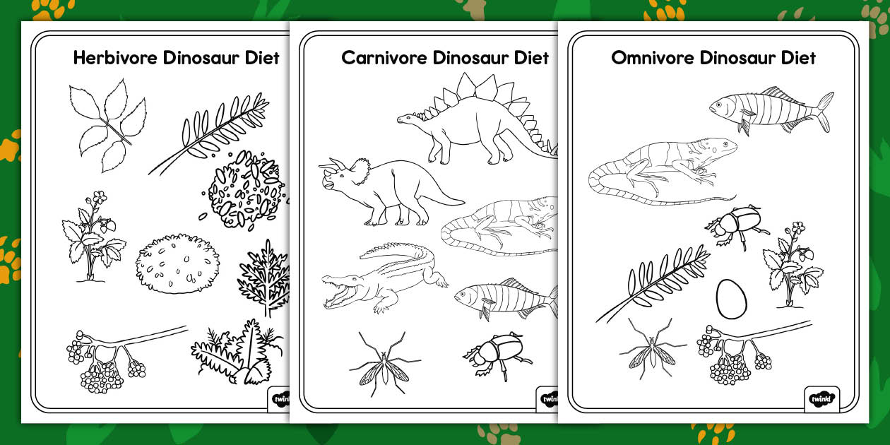What Did Dinosaurs Eat? Coloring Sheets - Twinkl