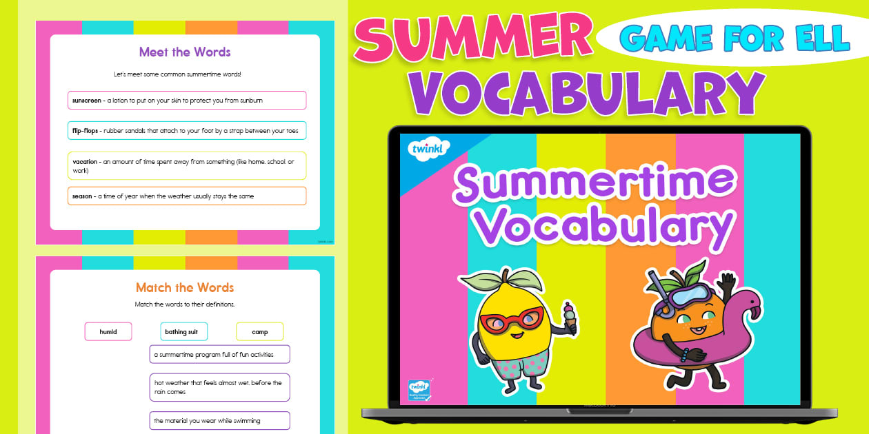 Summertime Vocabulary PowerPoint & Google Slides for ELL