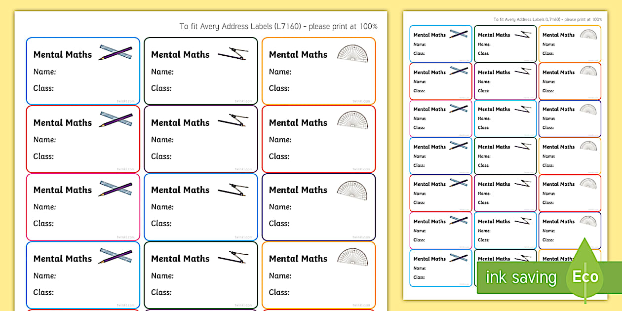 Editable Mental Maths Jotter Sticker Labels (teacher made)