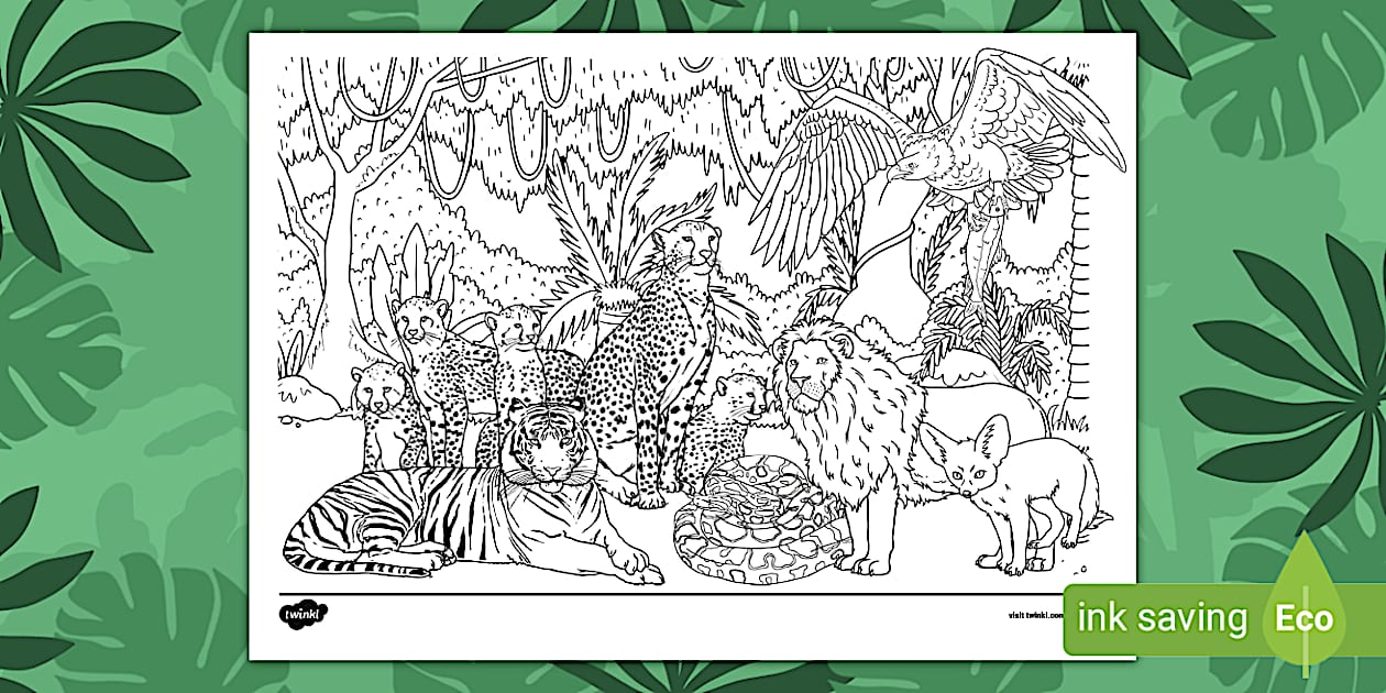 Predators Colouring Montage Page (teacher made) - Twinkl