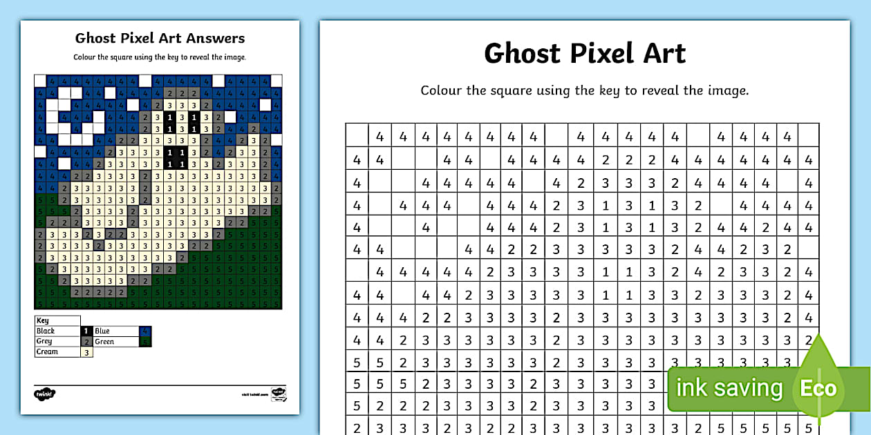 Ghost Pixel Art Template (Teacher-Made) - Twinkl