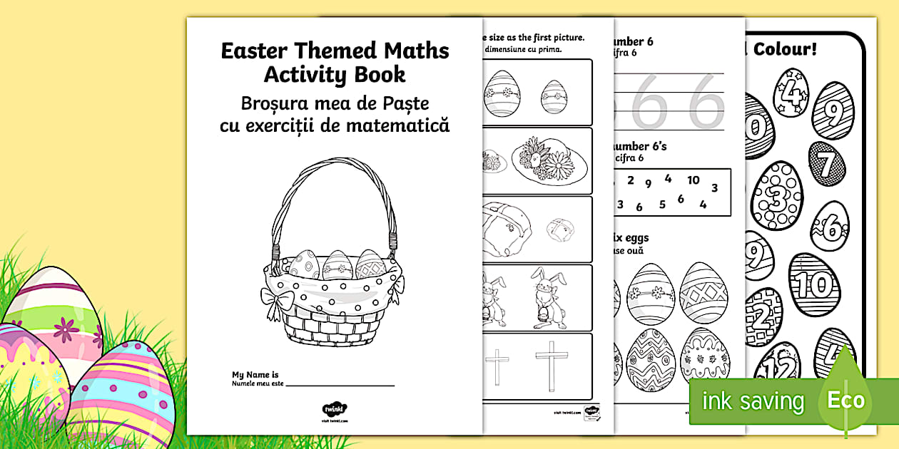 Easter Themed Maths Activity Book English/Romanian - Easter Themed Maths
