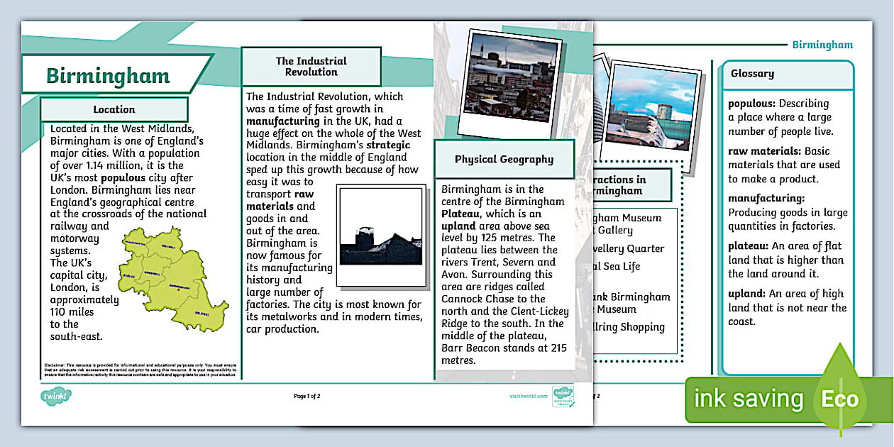 Birmingham Geography Fact File (Teacher-Made) - Twinkl