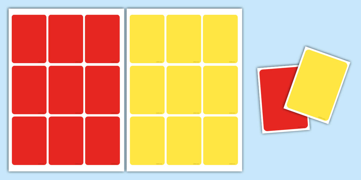 Red and Yellow Cards - Twinkl - KS1 (teacher made) - Twinkl
