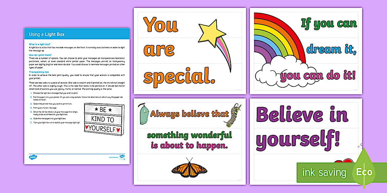 Motivational Light Box Inserts (teacher made) - Twinkl