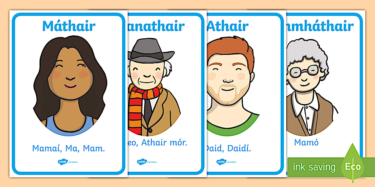 Editable Postaer Taispeána A4: Mo Theaghlach (teacher made)