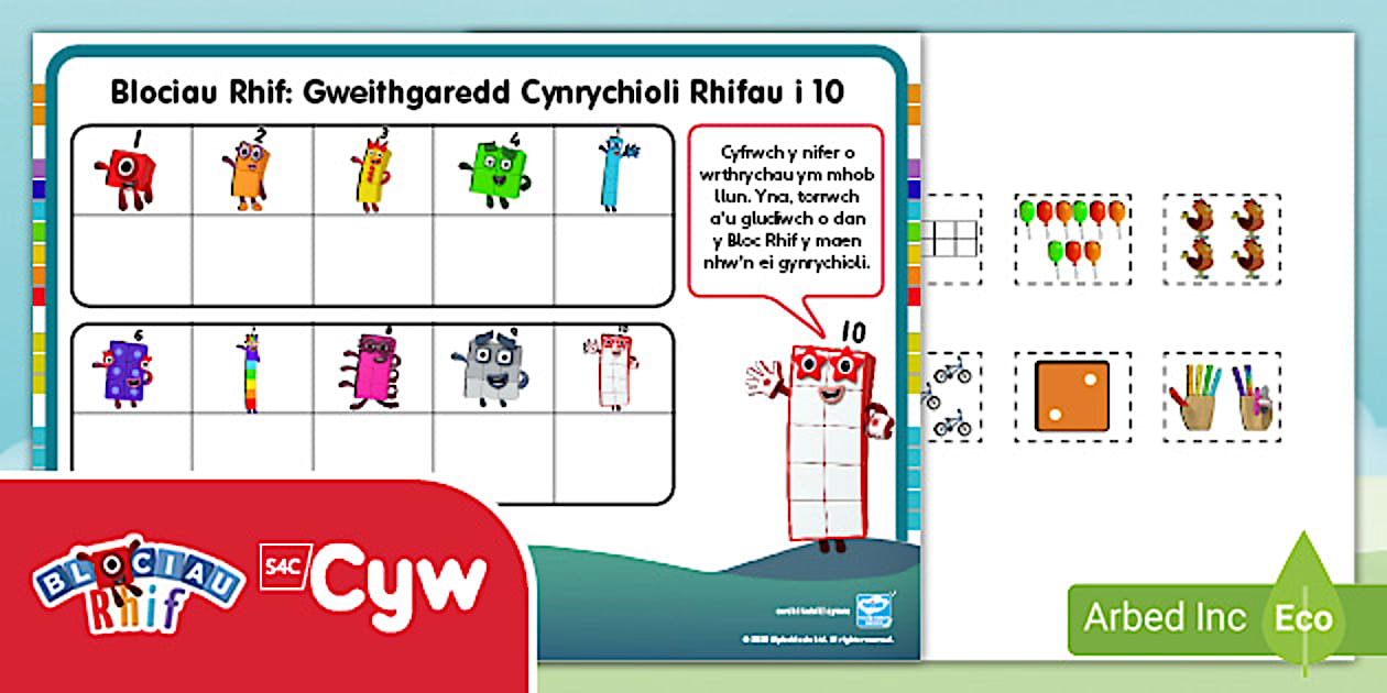 FREE! - Blociau Rhif: Gweithgaredd Cynrychioli Rhifau i 10