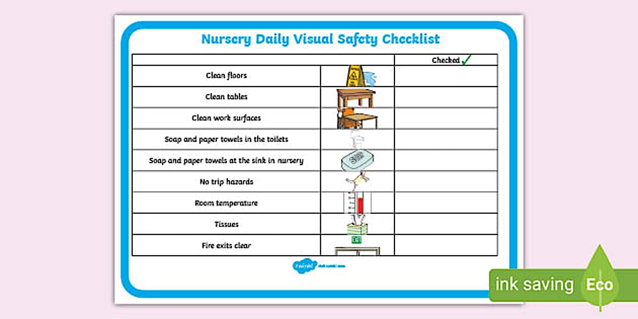 Nursery Visual Daily Safety Checklist (Teacher-Made)