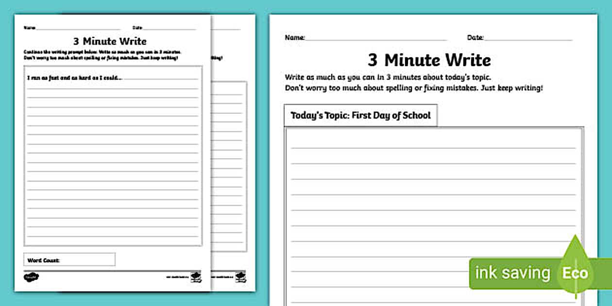 3-Minute Writing Prompts | English Writing Resources