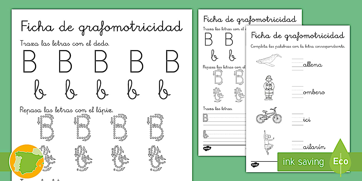 Ficha de grafomotricidad: La letra B (teacher made) - Twinkl Ficha de grafomotricidad: La letra B (teacher made) - Twinkl