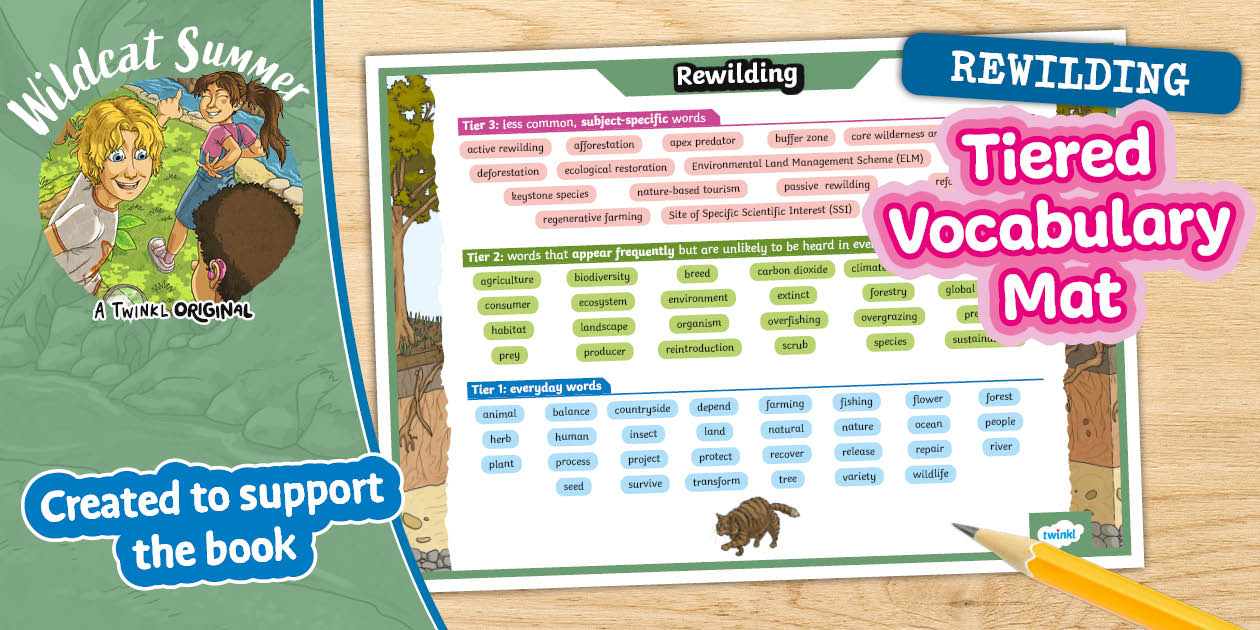 Rewilding: KS2 Tiered Vocabulary Mat - Twinkl Originals