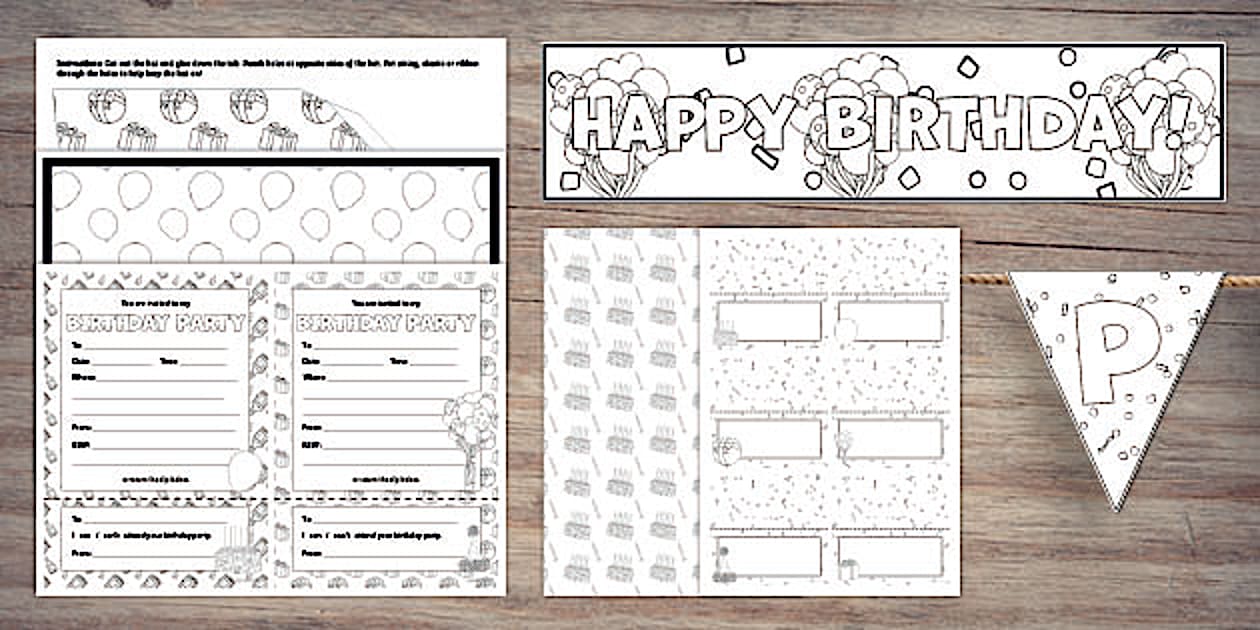 Colouring Birthday Party Pack | Twinkl Party (Teacher-Made)