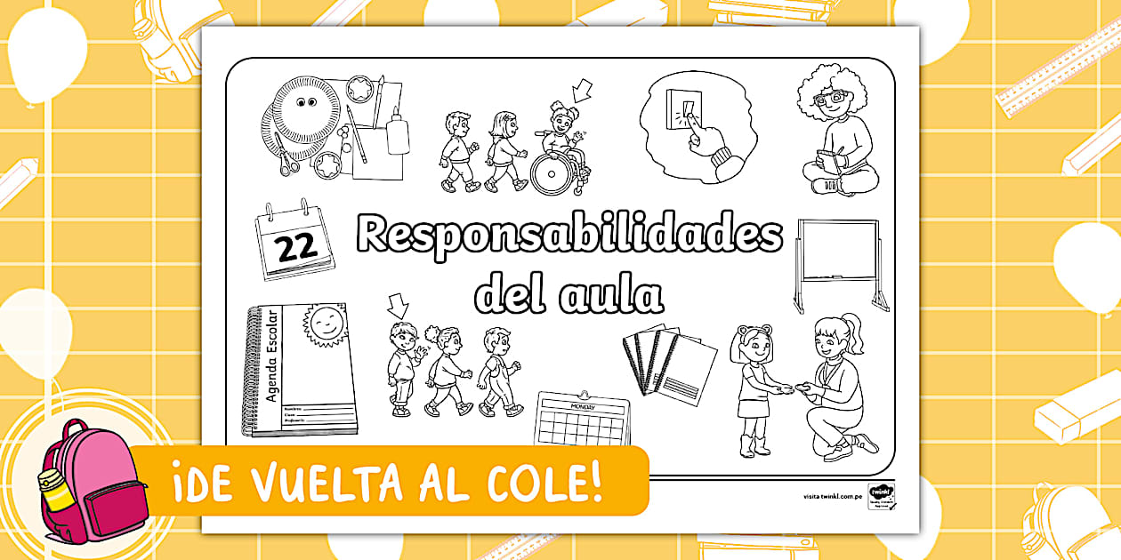 Ficha: Responsabilidades en el aula para colorear | Twinkl