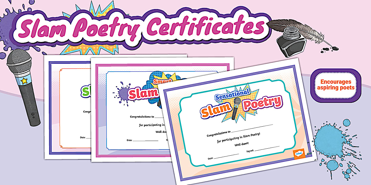 Slam Poetry Certificates