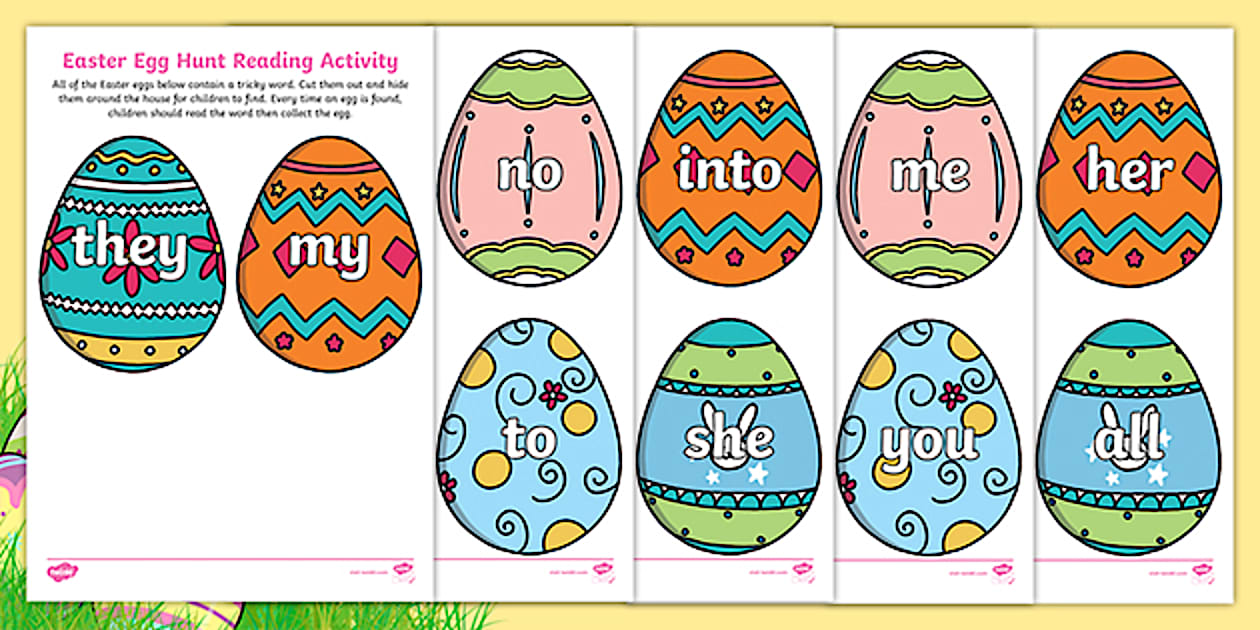 Easter Egg Hunt Phase 2 and 3 Tricky Words Reading Activity
