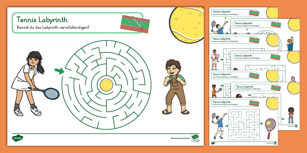 Tennis Labyrinth-Arbeitsblätter - Twinkl Deutschland
