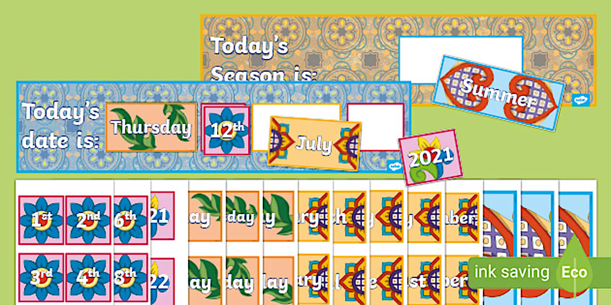 Spanish Talavera Calendar Display (Teacher-Made) - Twinkl