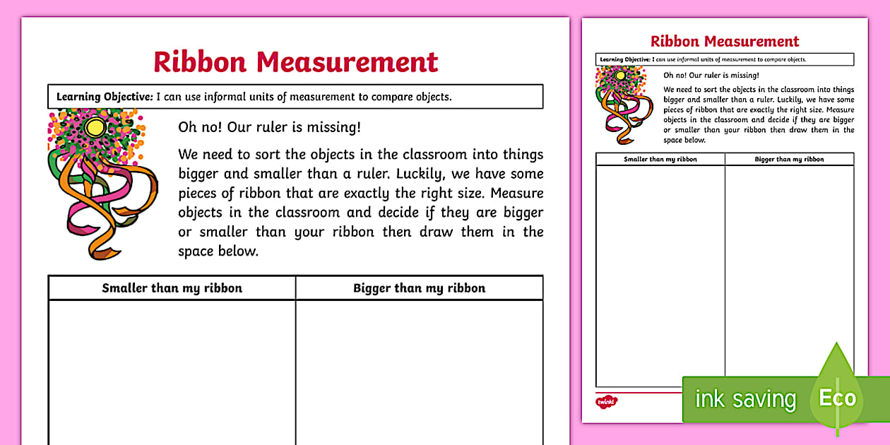 SA Ribbon Measurement Worksheet (Hecho por educadores)