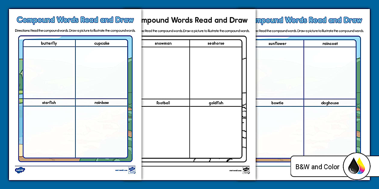Compound Words Read and Draw Activity for K-2nd Grade