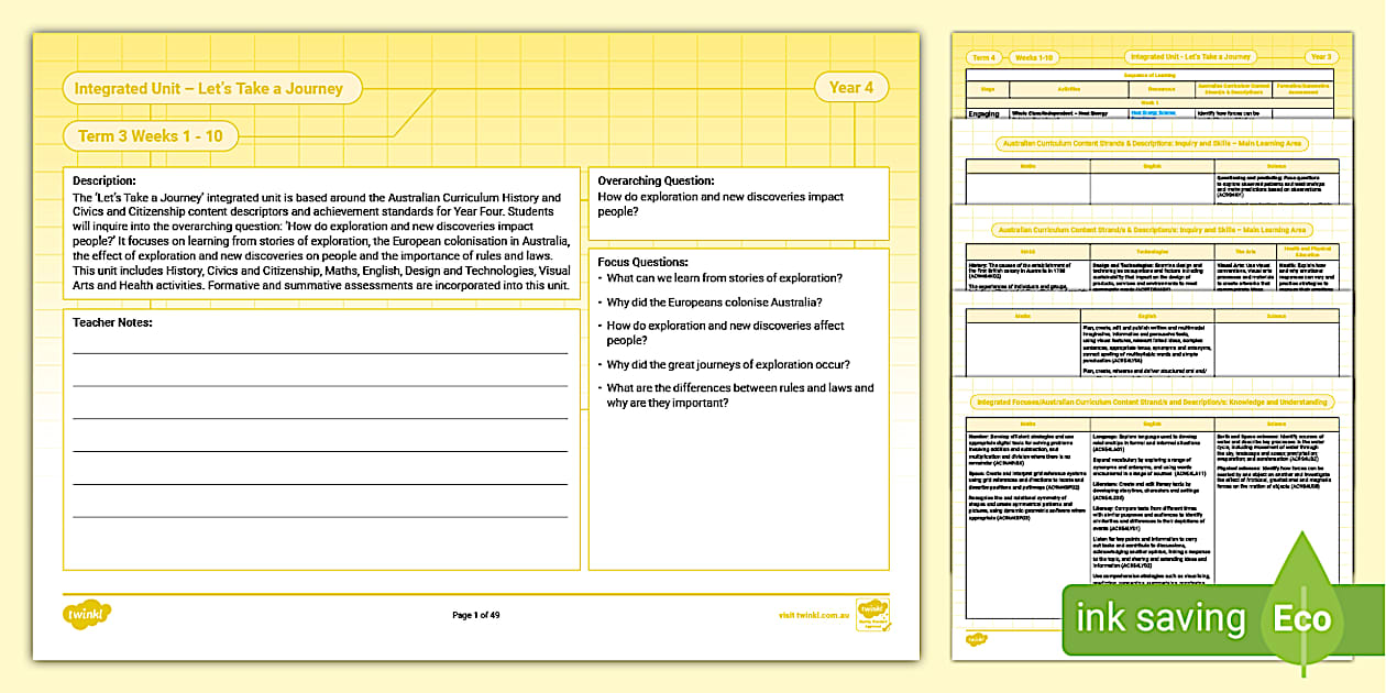 Let's Take a Journey Yr 4 IU Overview (teacher made)