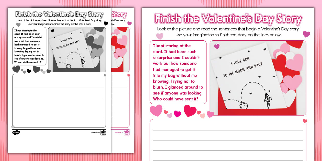 Finish the Valentine's Day Story Writing Template - Twinkl