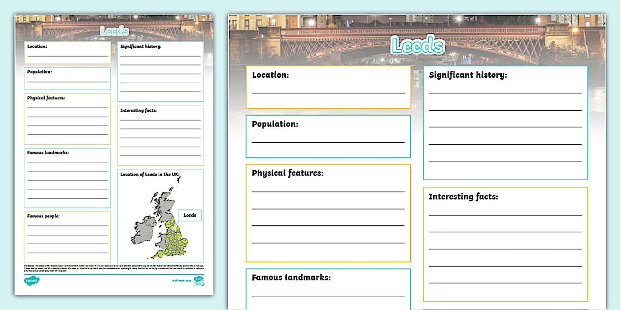 Leeds Fact File Template - Twinkl Geography (Teacher-Made)
