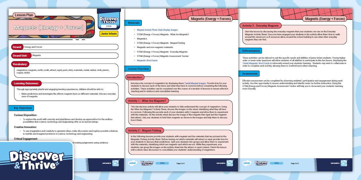 STEM (Energy + Forces) Magnets Lesson Plan - Twinkl