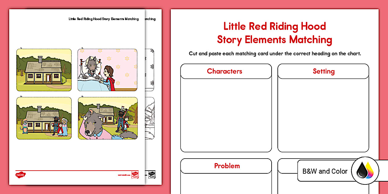 Little Red Riding Hood Story Elements Matching Worksheet