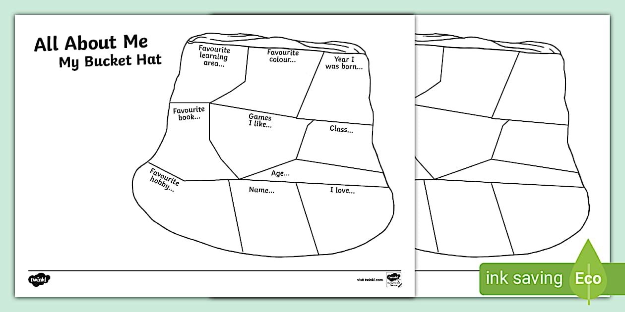 All About Me Bucket Hat Template (teacher made) - Twinkl