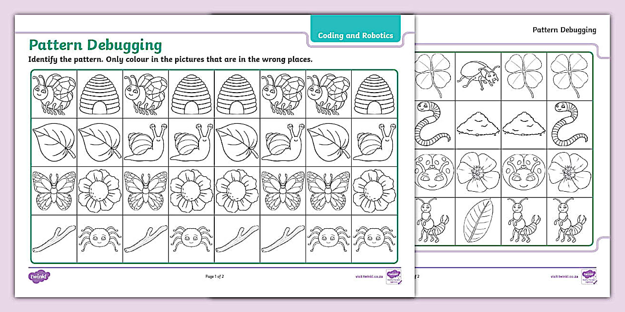 Grade R Coding - Worksheet: Debugging with Pictures