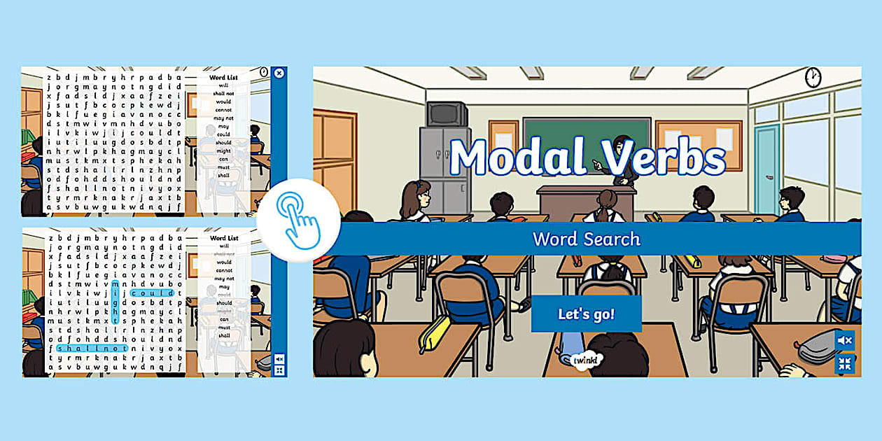 Modal Verbs Interactive Word Search (teacher made) - Twinkl