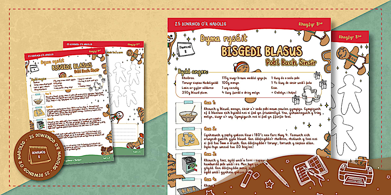 25 Diwrnod Dolig: Rhagfyr 8fed – Rysáit Pobl Bach Sinsir