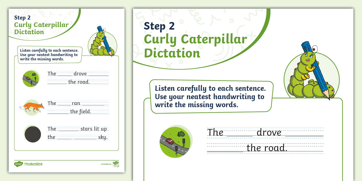Step 2 Curly Caterpillar Dictation Activity (teacher made)