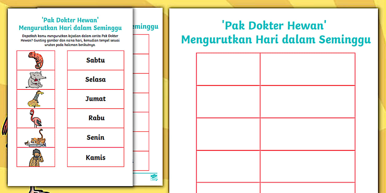 Pak Dokter Hewan: Mengurutkan Hari dalam Seminggu Bertema