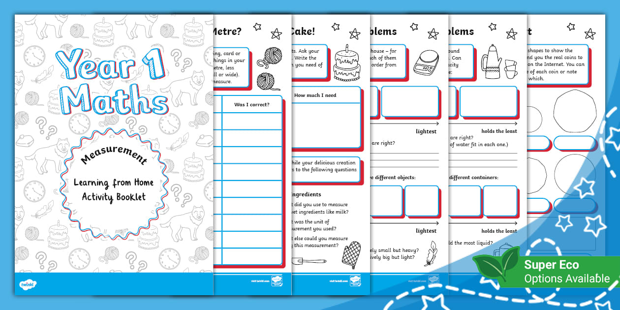 Year 1 Maths Measurement Learning from Home Booklet - Twinkl