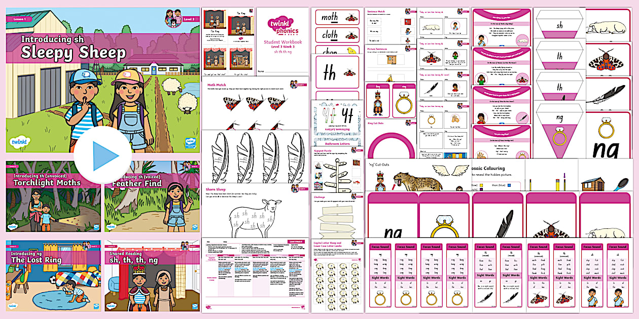 Phonics 'sh, th, th, ng' Level 3 Week 3 Weekly Lesson Pack